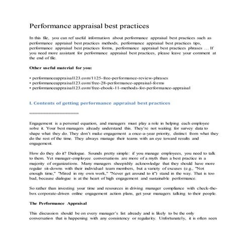 Performance appraisal best practices | DOCX