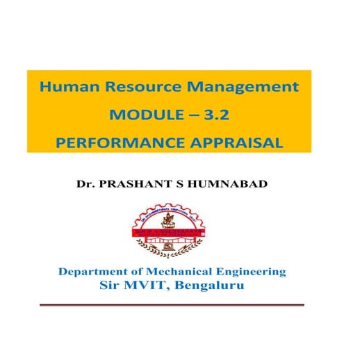HRM - Performance Appraisal By: Dr. Prashant S Humnabad | PDF