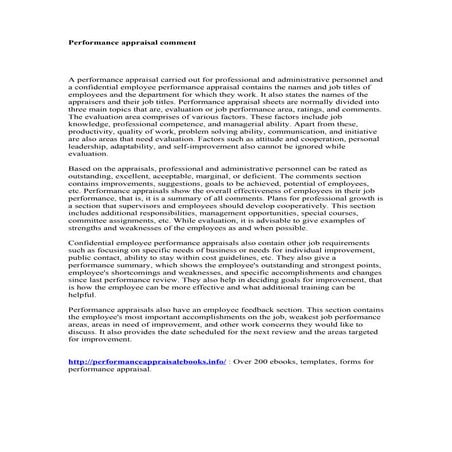 Performance appraisal comment | PDF