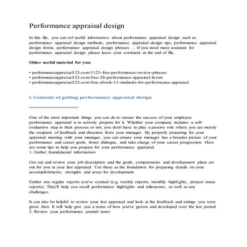 Performance appraisal design | DOCX