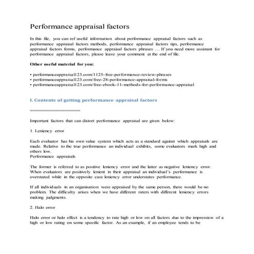 Performance appraisal factors | DOCX