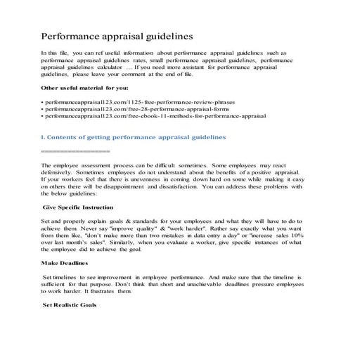 Performance appraisal guidelines | PDF