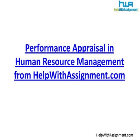 Performance appraisal in human resource management | PPTX