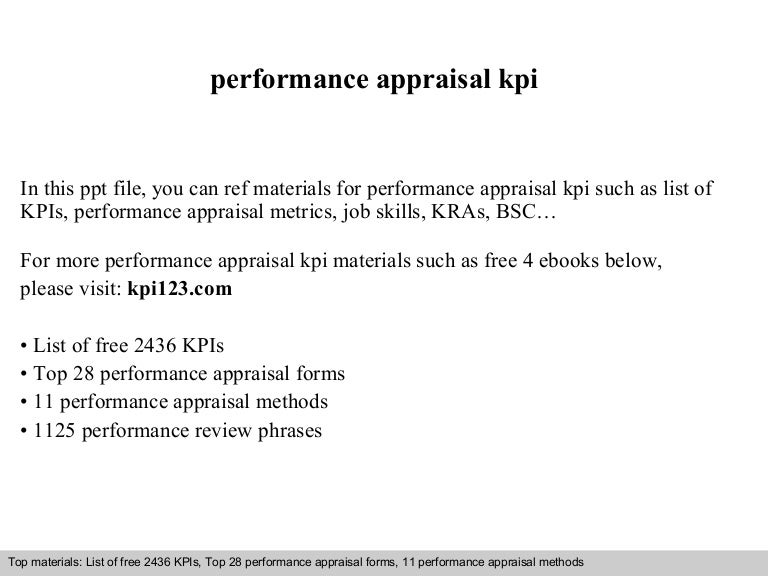 Performance Appraisal Kpi Performance Appraisal Kpi