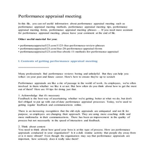Performance appraisal meeting | DOCX