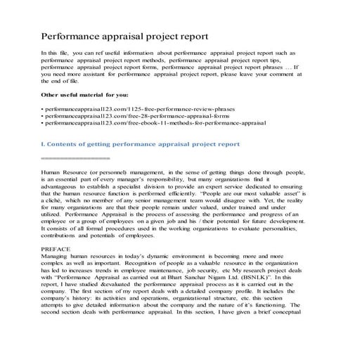 Performance appraisal project report | DOCX