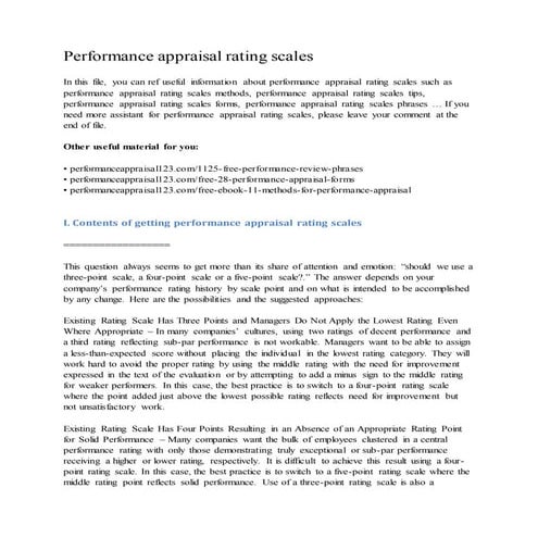 Performance appraisal rating scales | PDF