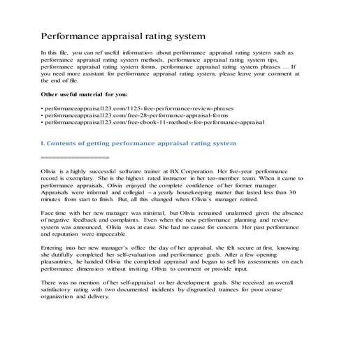 Performance appraisal rating system | DOCX | Resume Writing and Advice ...