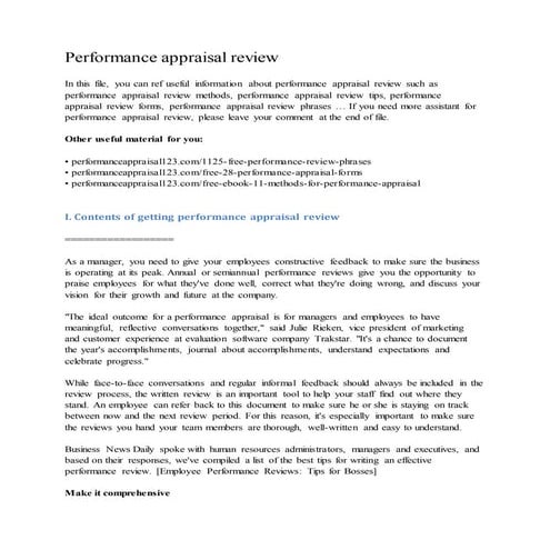 Performance appraisal review | DOCX