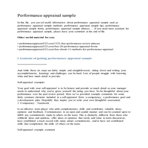 Performance appraisal sample | PDF
