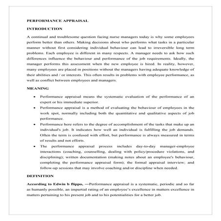 PERFORMANCE APPRAISAL .docx