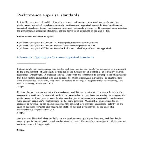 Performance appraisal standards | DOCX