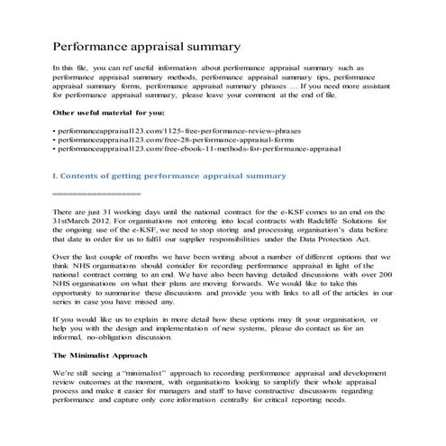 Performance appraisal summary | DOCX