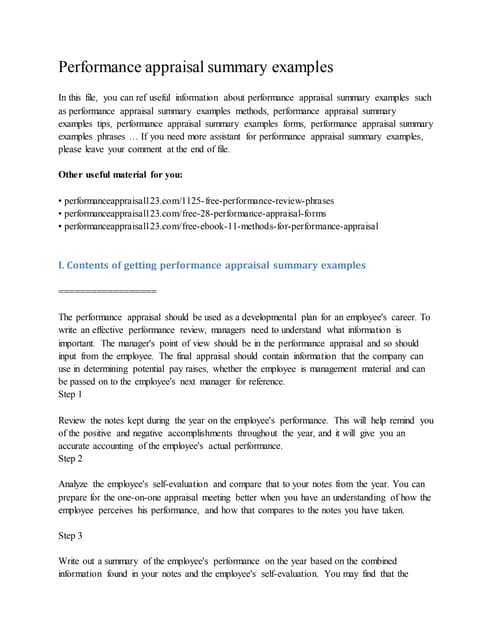 Performance appraisal template | PDF