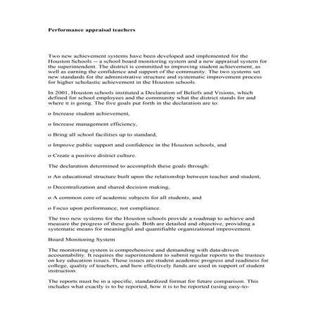 Performance appraisal teachers | DOC | Professional School ...