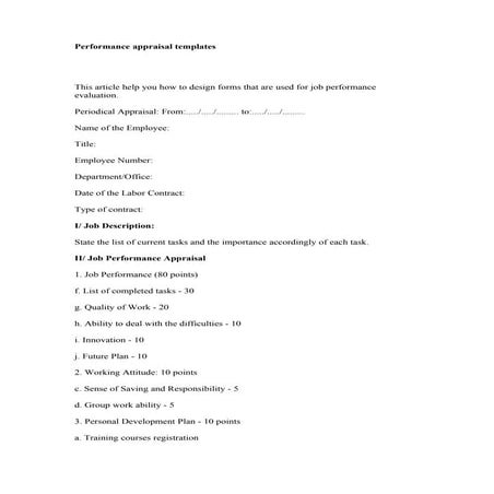 Performance appraisal templates | PDF