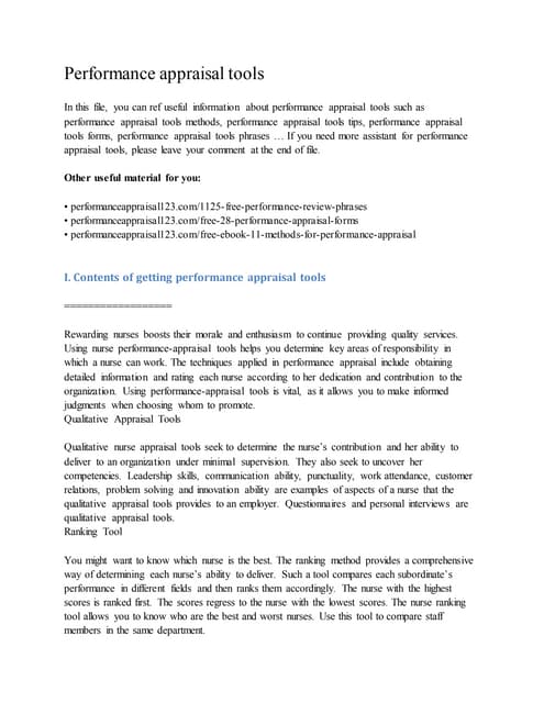 Nursing performance appraisal examples | DOCX