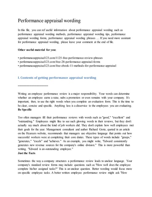 Performance appraisal methods with examples