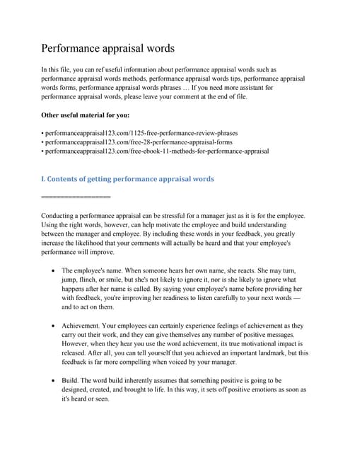 Employee comment on performance appraisal | DOCX | Resume Writing and ...