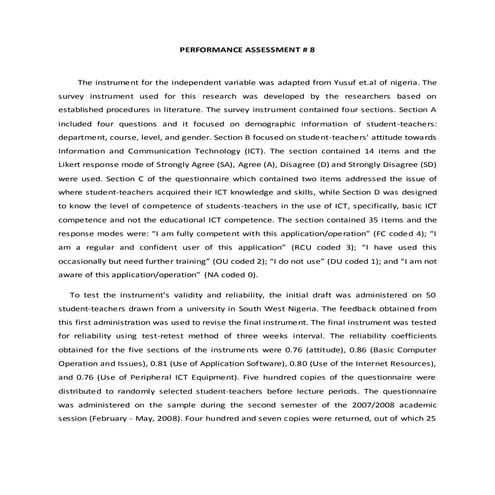 Performance assessment #8 | DOCX