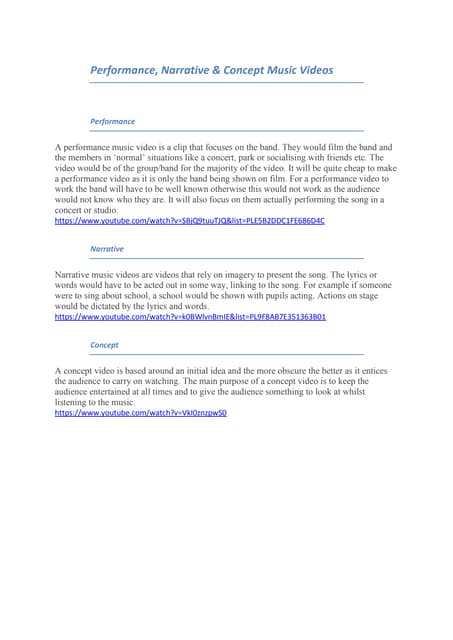 Types of music video | PDF