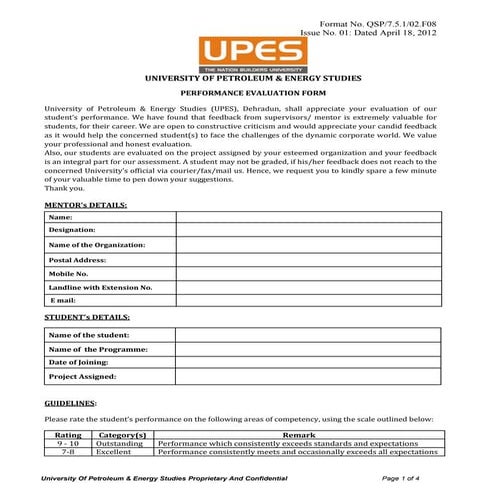 Performance evaluation form | PDF