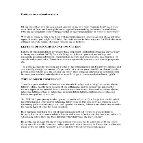 Performance evaluation letters | DOC
