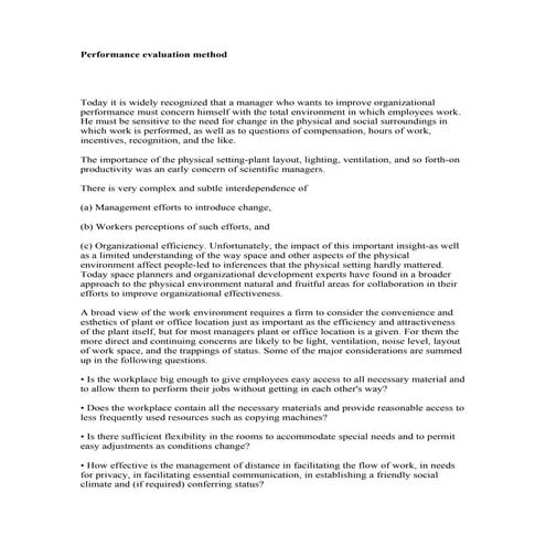Performance evaluation method | DOC