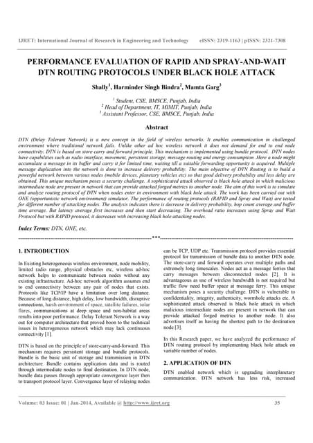 Performance Evaluation Of Rapid And Spray And Wait Dtn Routing Protocols Under Black Hole Attack