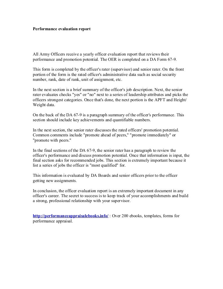 Performance Evaluation Report performance-evaluation-report
