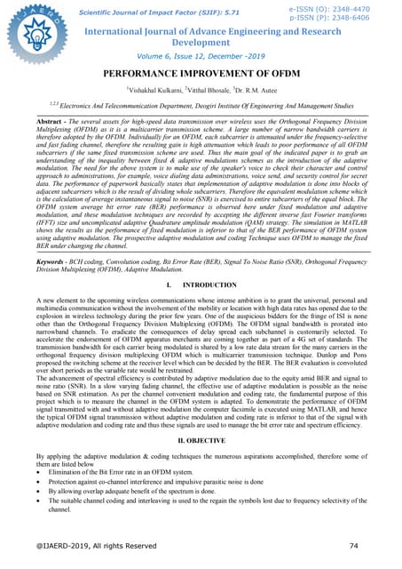 Performance Improvement Of Ofdm Pdf