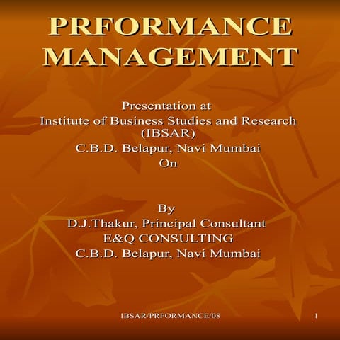 Performance Management Presentation for Masters in Guidance | PPTX