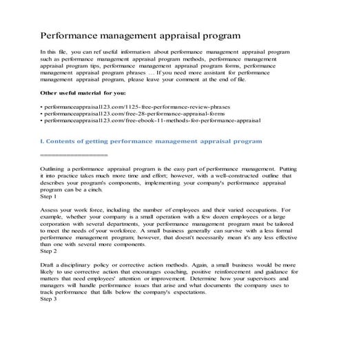 Performance management appraisal program | PDF