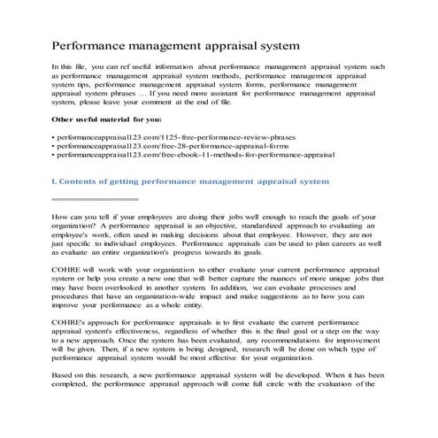 Performance appraisal metrics | DOCX