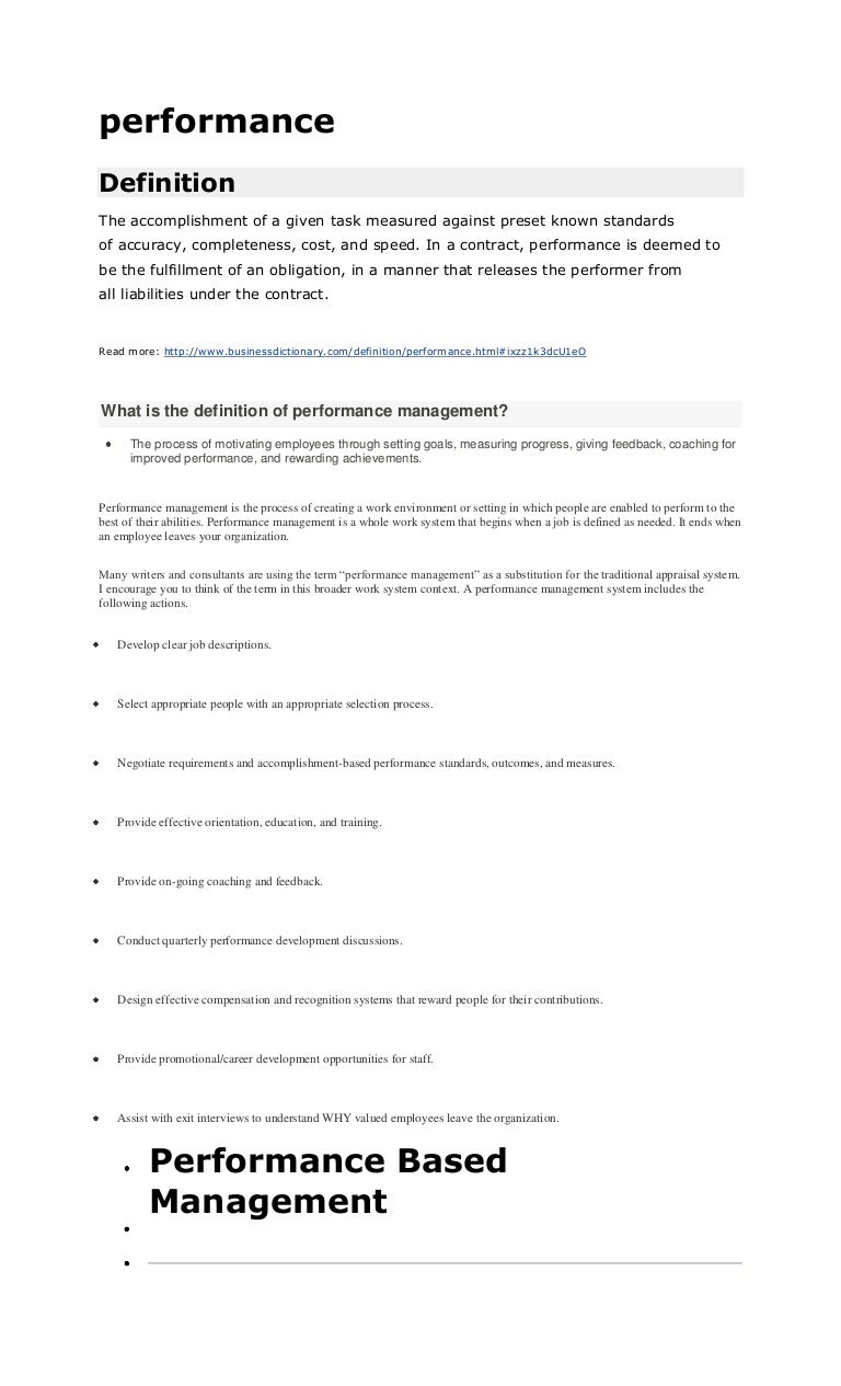 Performance management research