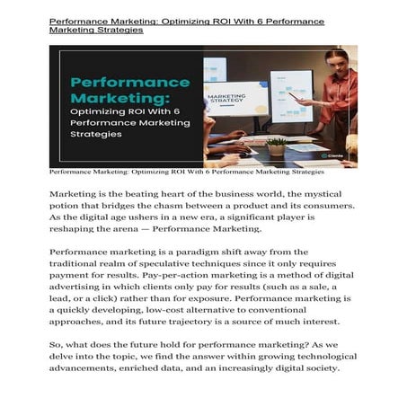 Performance Marketing: Benefits, Strategies & Key Components ...