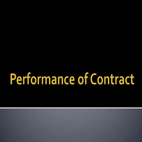 Performance of contract in the legal aspect of business | PPT