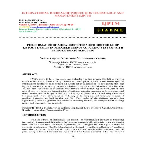Performance Of Metaheuristic Methods For Loop Pdf