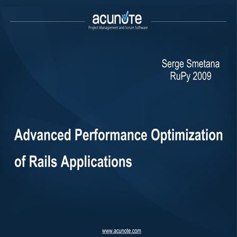 Performance Optimization Of Rails Applications Ppt