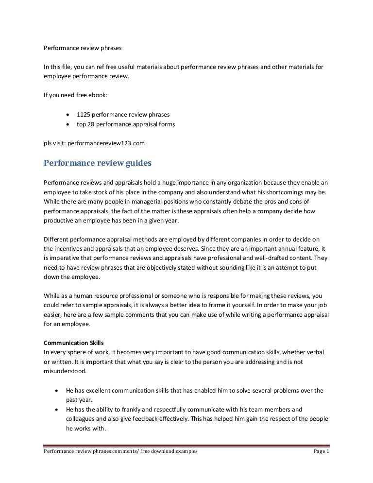 Performance Review Phrases performance-review-phrases
