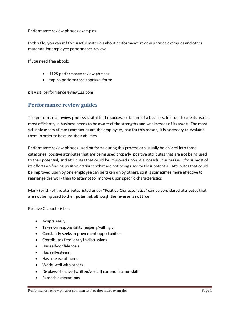 Performance Review Phrases Examples performance-review-phrases-examples