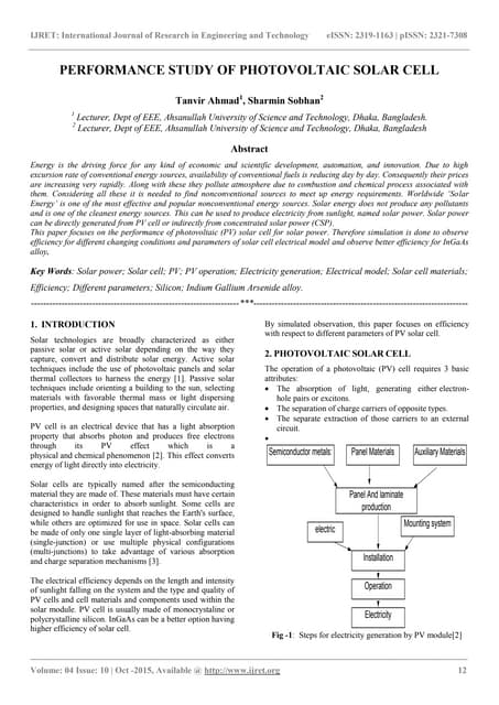 Photovoltaic Cell / Solar Cell | PPT