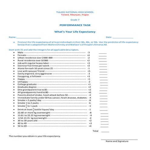 Performance task integers | DOCX