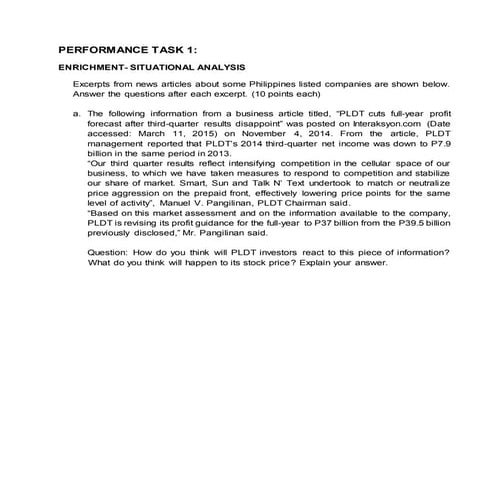 Performance task 1 mini case (1) | DOCX