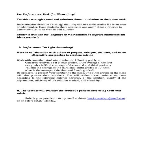 Performance task performance evaluation | DOCX
