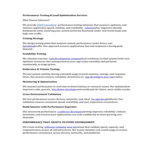 Performance Testing & Load Optimization Services | DOCX