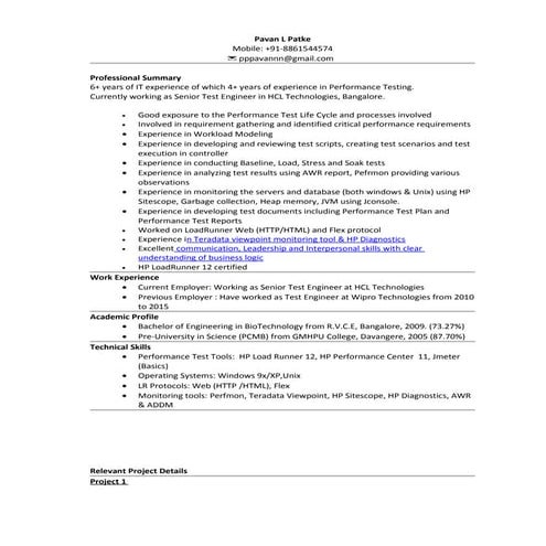 Performance testing & engineering CV | PDF