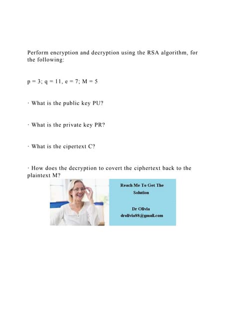 Perform Encryption And Decryption Using The Rsa Algorithm For Tdocx 6772