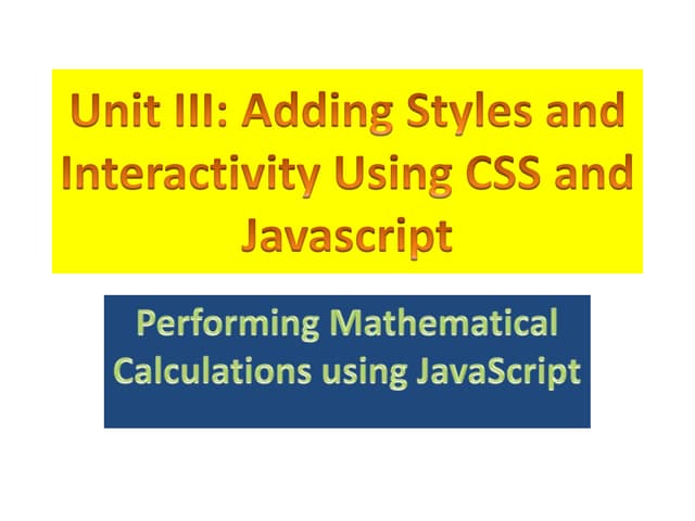 Performing calculations using java script | PPT Performing calculations using java script | PPT