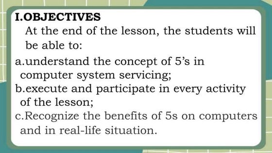 Grade 7 ICT: Occupational Safety and Health (OHS) Standards in ICT (PPT ...